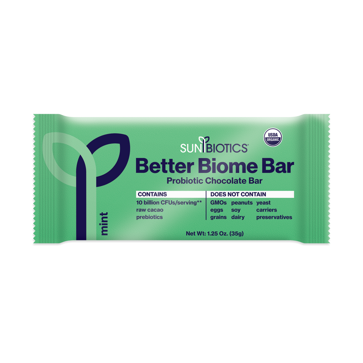 BETTER BIOME BAR - PROBIOTIC CHOCOLATE BAR - MINT – Windy City Organics